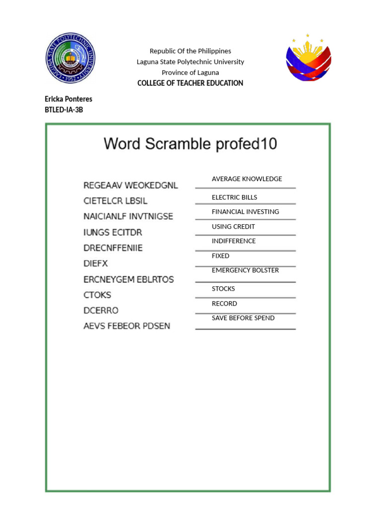 Word Scramble | PDF