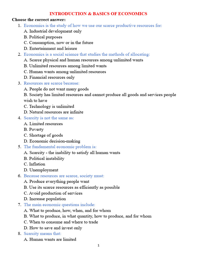 Economics Basics: Scarcity and Resources | PDF | Economics | Macroeconomics