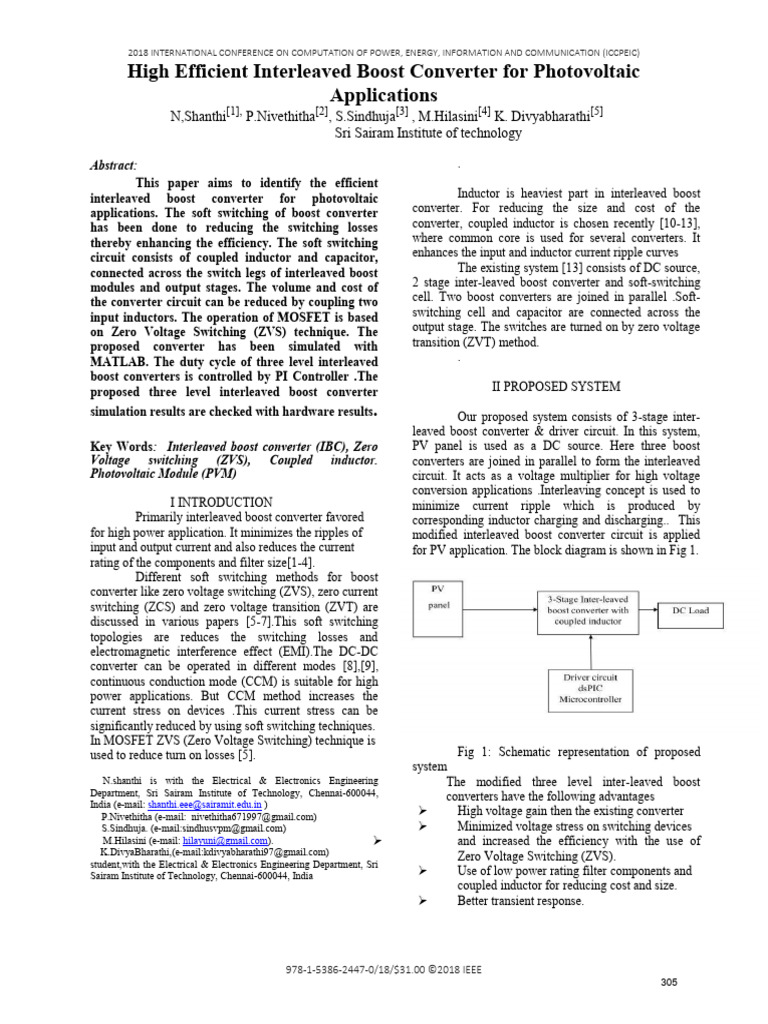 Efficient Interleaved Boost Converter for PV | PDF | Power (Physics ...
