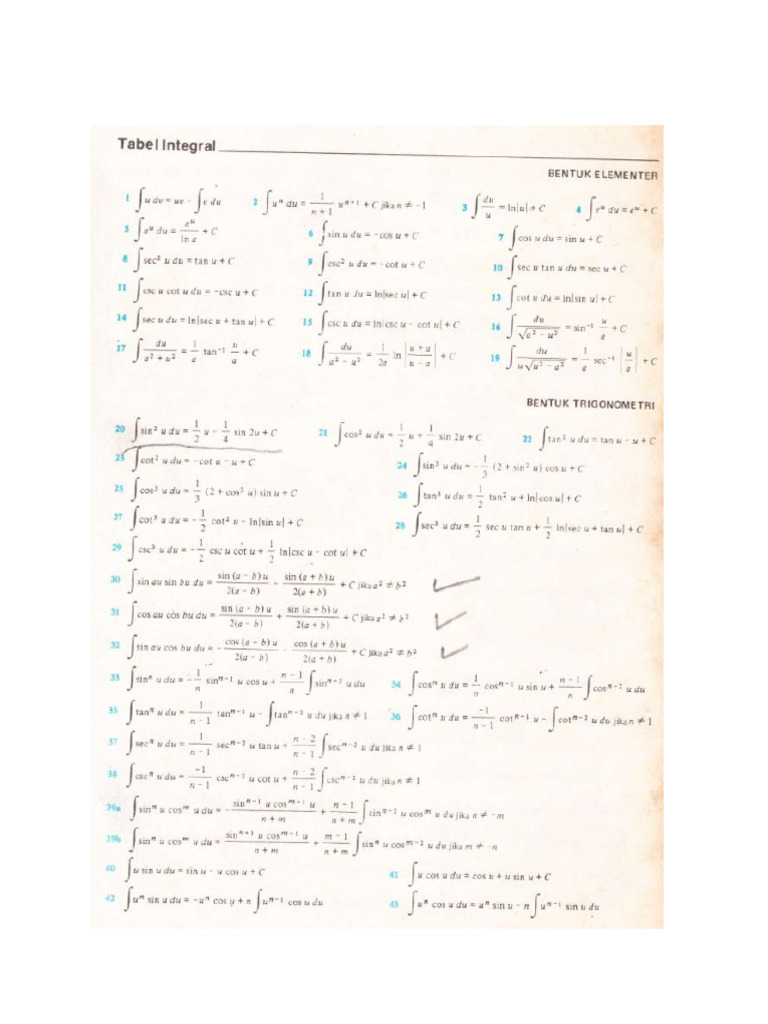Tabel Integral | PDF