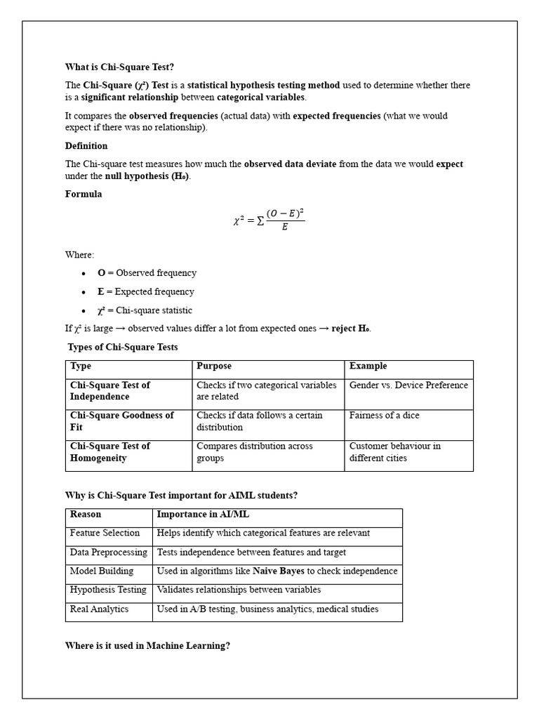 Chi Square Test Notes and Practice Question | PDF | Chi Squared Test ...