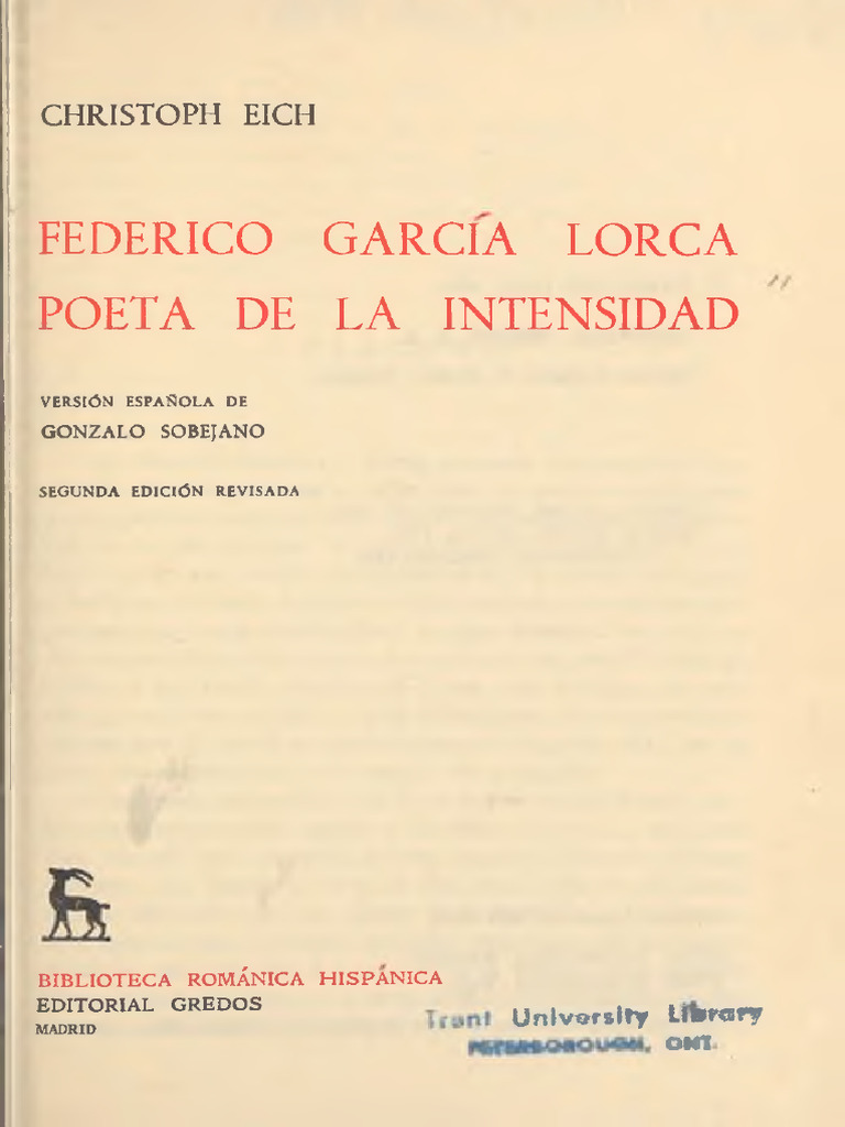 Eich Christoph - Federico Garcia Lorca Poeta de La Intensidad | PDF ...