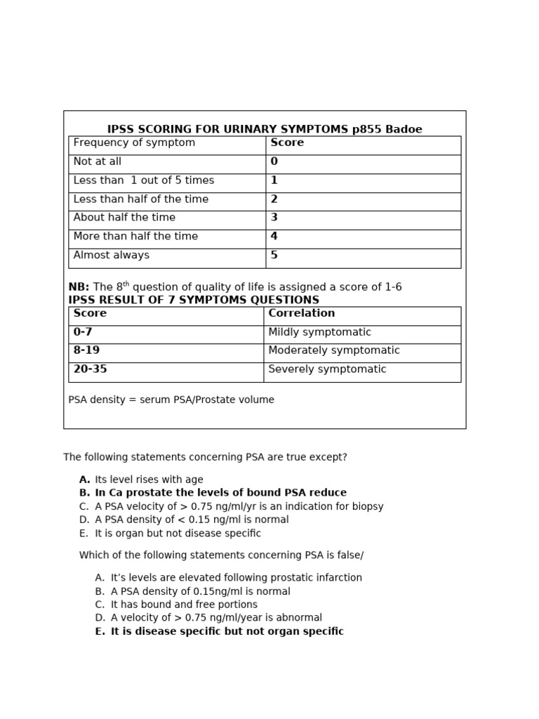 IPSS Scoring and Prostate Health Insights | PDF | Prostate Specific ...