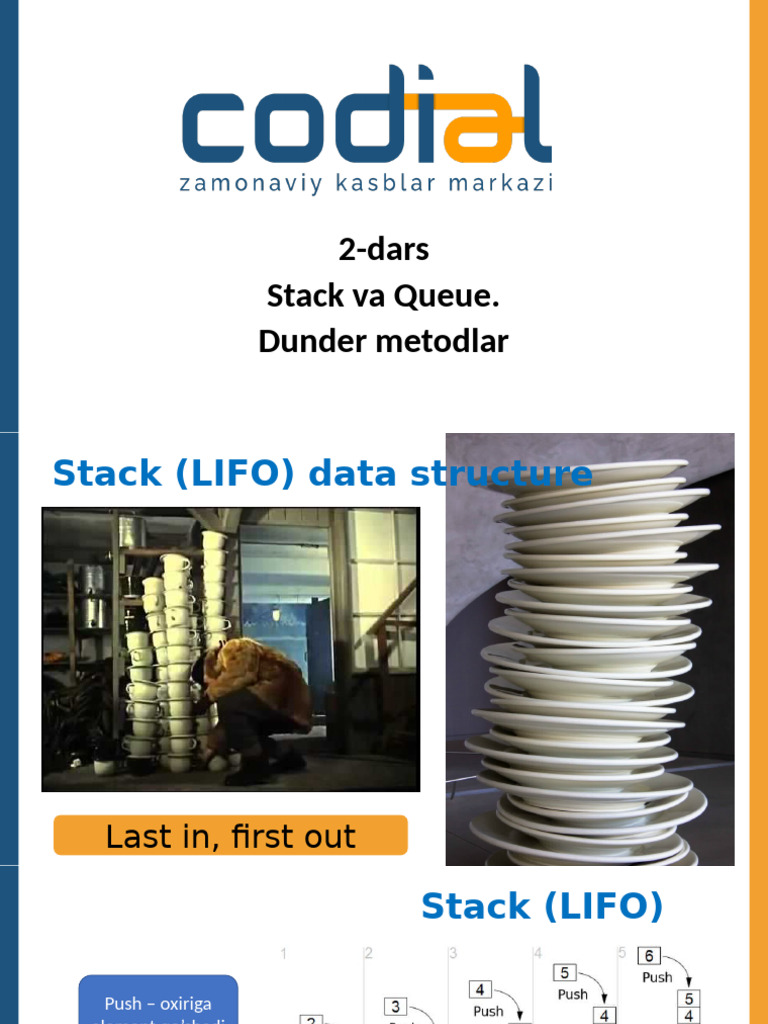 2-Dars. Stack, Queue. Dunder Metodlar | PDF