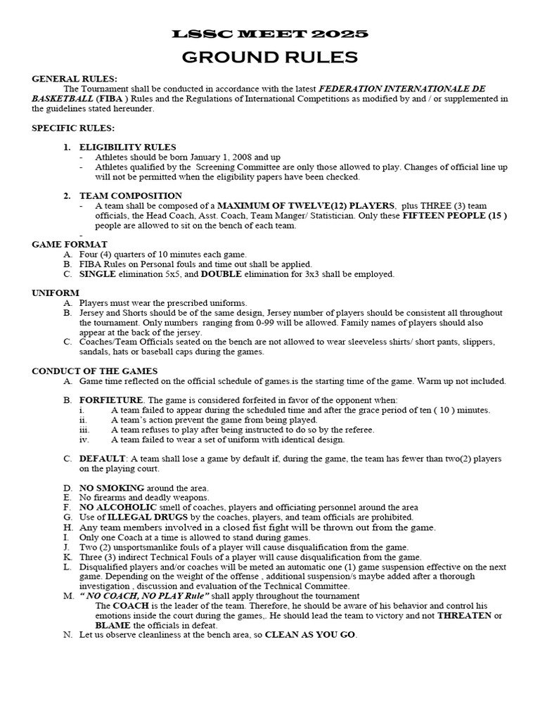 Basketball-Ground-Rules | PDF | Sports Rules And Regulations | Sports