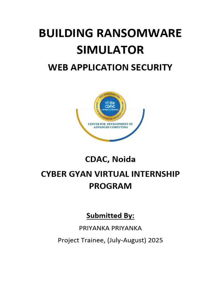 Project Report Priyanka Cyber Gyan Virtual Internship | PDF | Virtual ...
