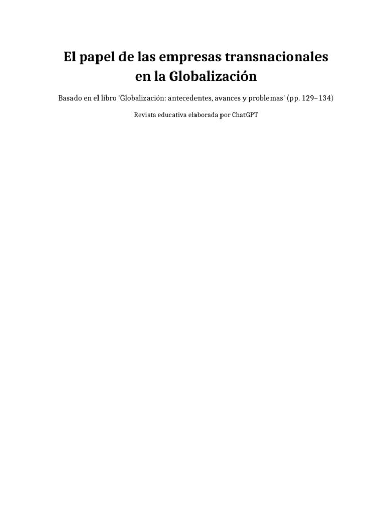 El Papel de Las Empresas Transnacionales en La Globalizacion | PDF