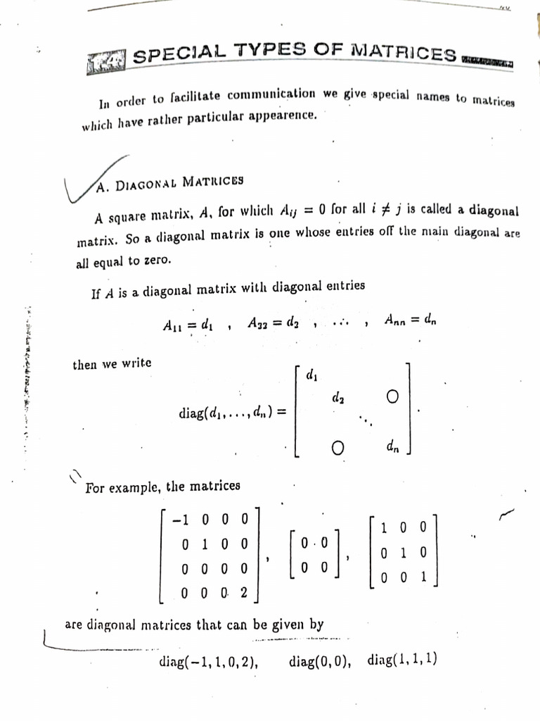 Special Types of Matrices Explained | PDF