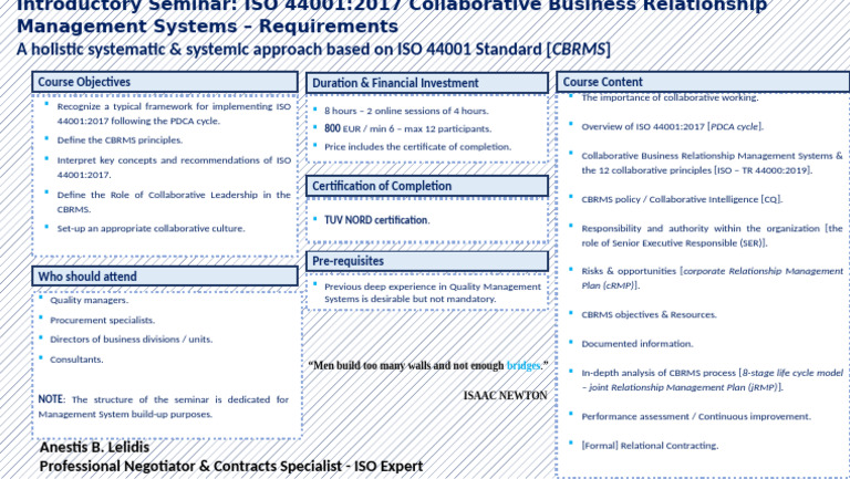 Introductory ISO 44001 Seminar Framework | PDF | Quality Management ...