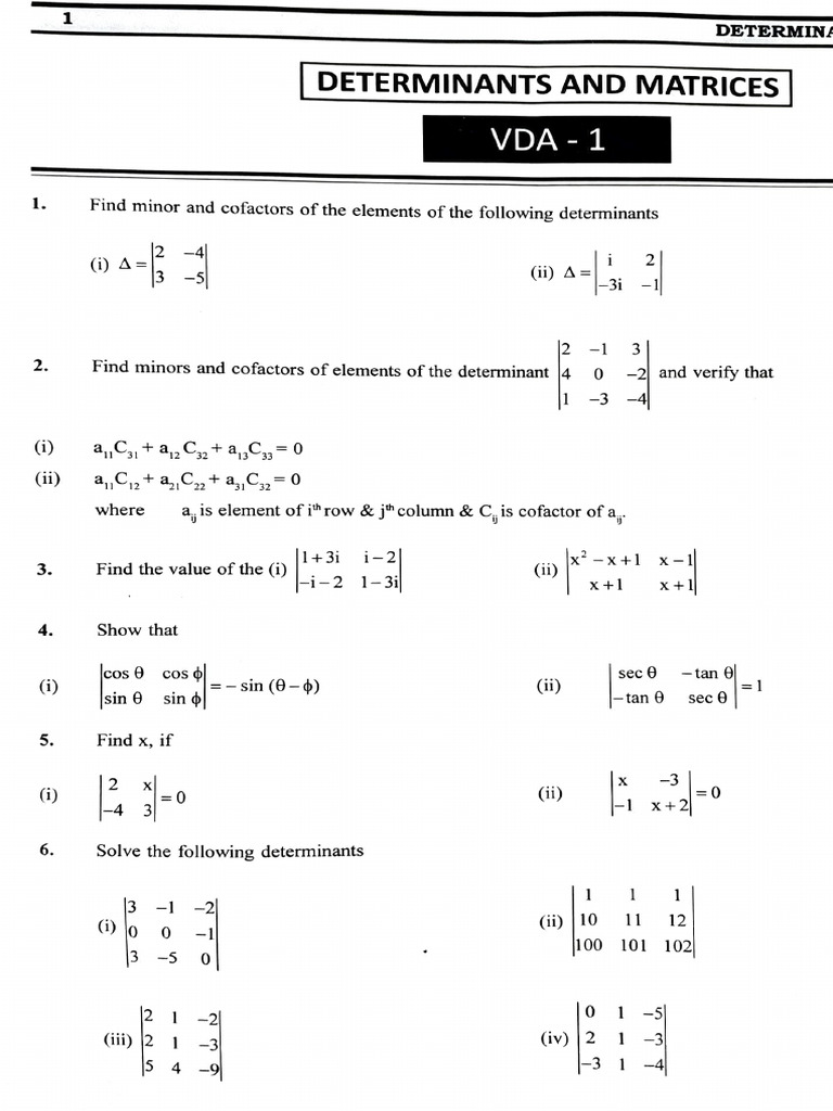 Determinant VDA-1 & 2 | PDF | Determinant | Algebra
