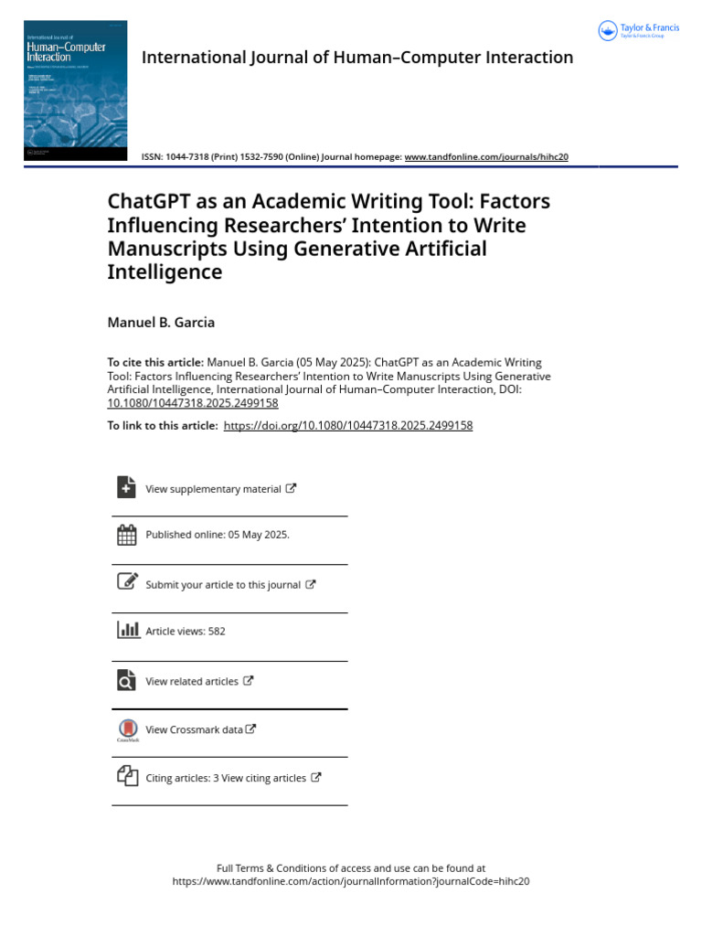 ChatGPT As An Academic Writing Tool Factors Influencing Researchers ...