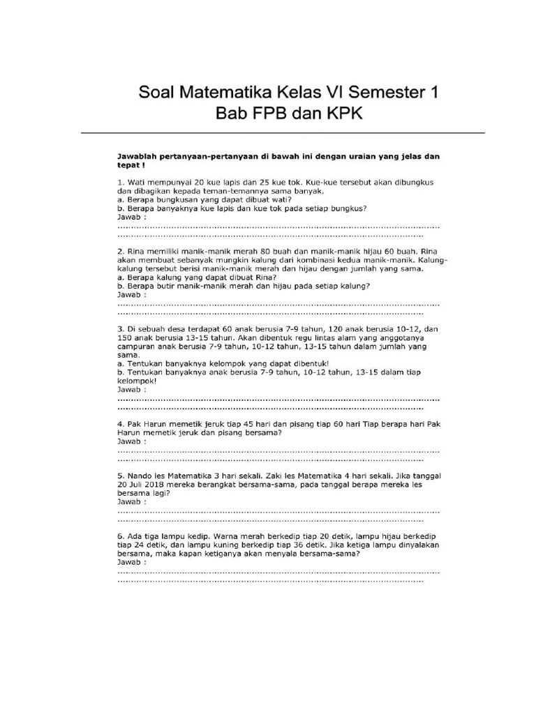 Soal FPB KPK | PDF