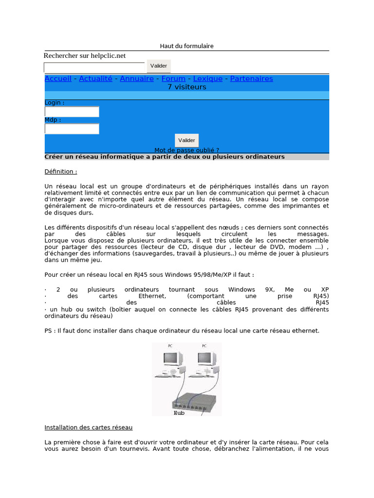 Créer un réseau local avec plusieurs PC | PDF | Adresse IP | l'Internet