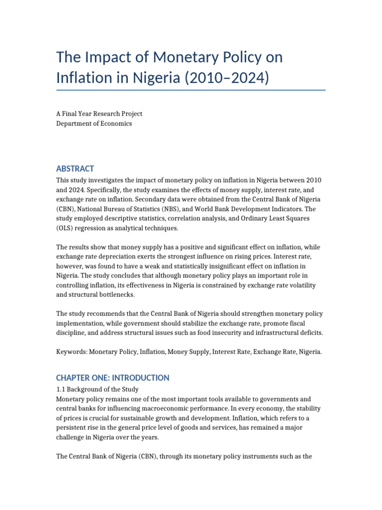 Monetary Policy's Role in Nigeria's Inflation | PDF | Cost Of Living ...