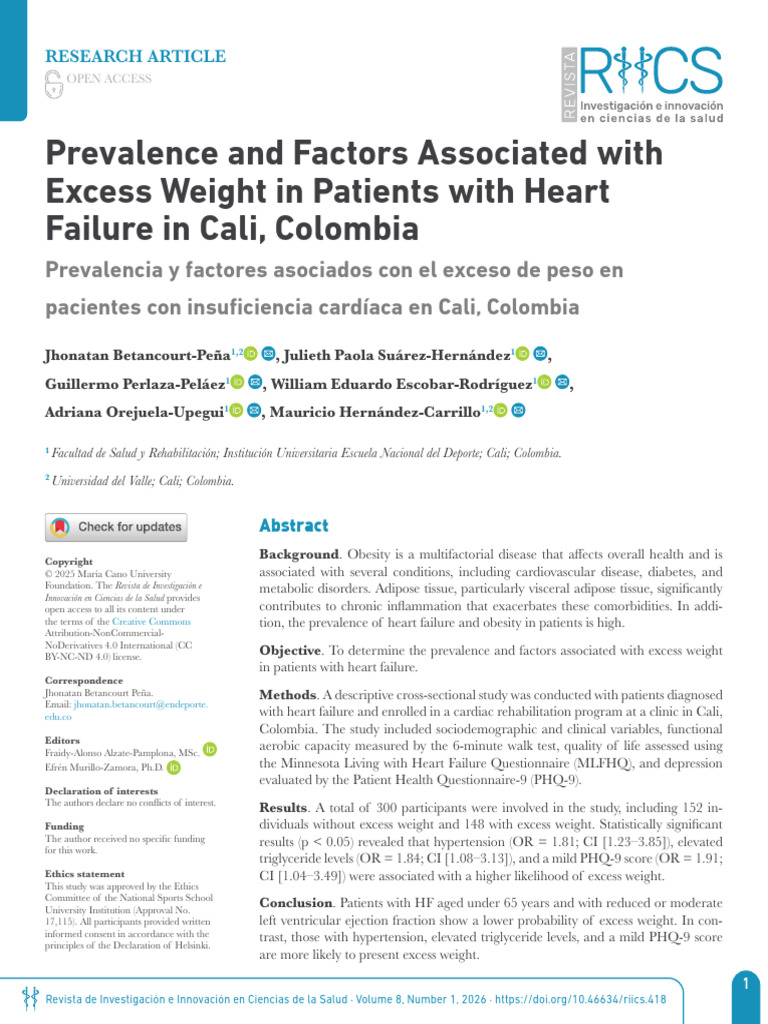 Prevalence and Factors Associated with Excess Weight in Patients with ...
