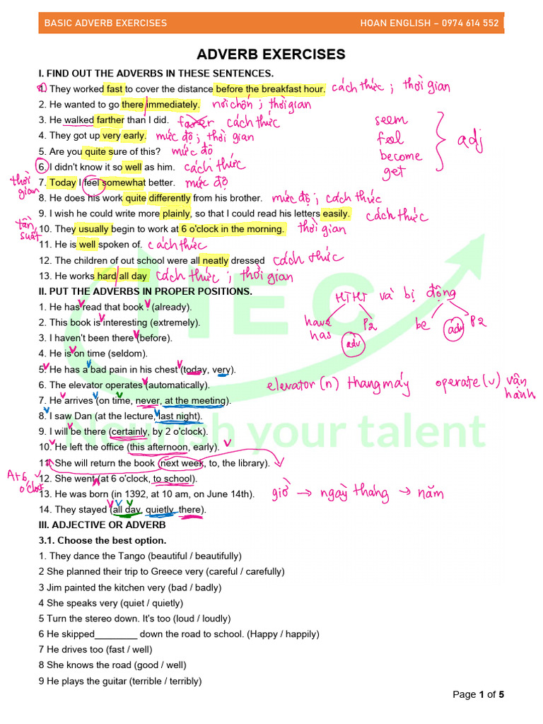 Essential Adverb Exercises for Beginners | PDF | Adverb