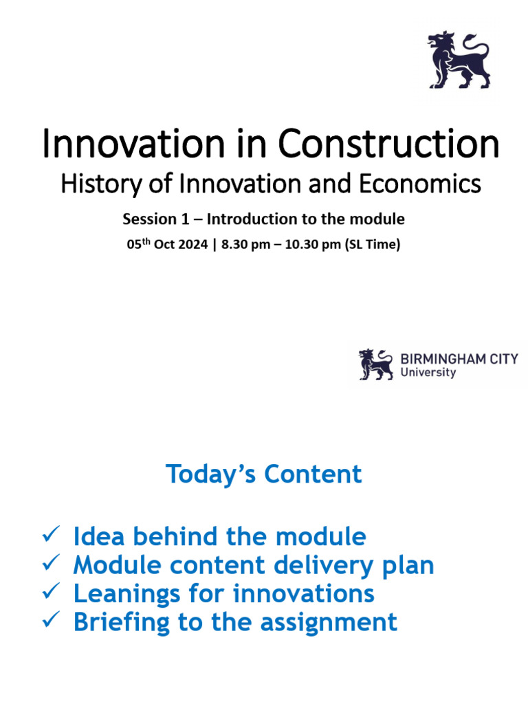 D1-Intro To Module-Innovations in Cons To S-5!10!2024 | PDF | Learning ...