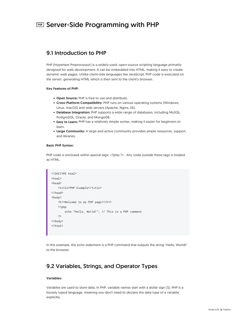 Server-Side Programming With PHP | PDF | Php | World Wide Web