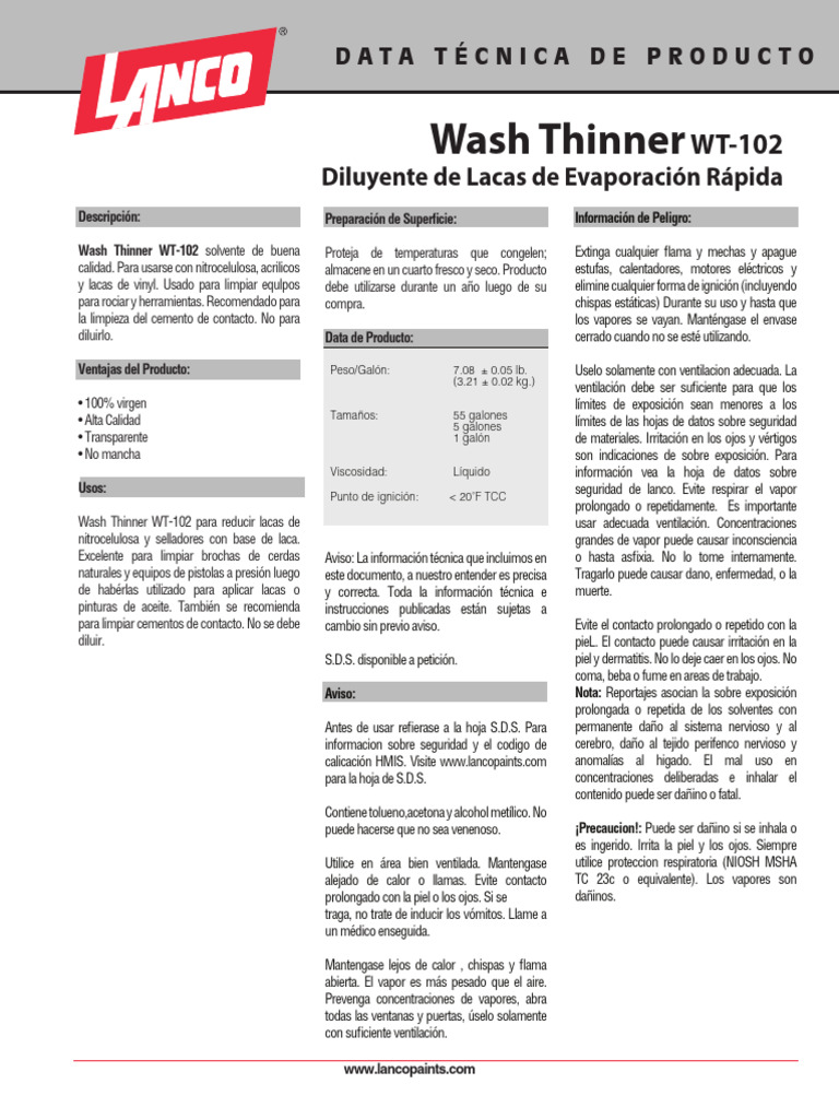 Wash Thinner Wt102 Tds Esp | PDF