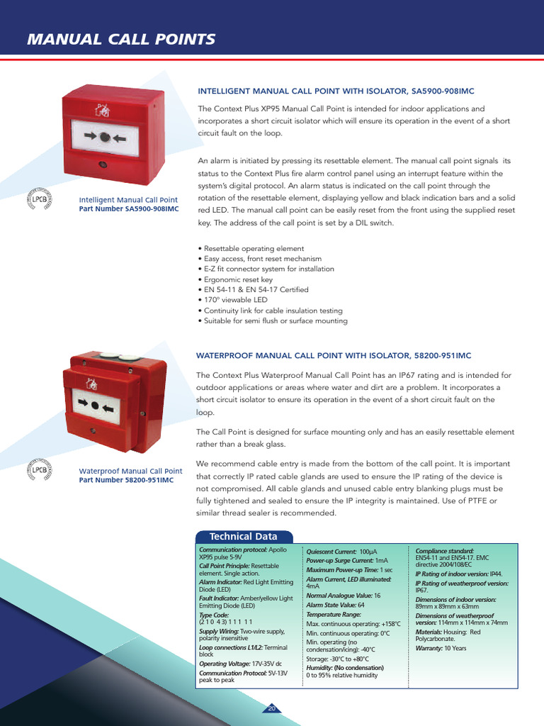 Context Plus Manual Call Points Overview | PDF | Electronics ...