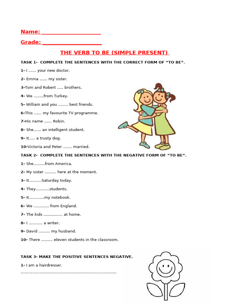 Simple Present Verb "To Be" Exercises | PDF