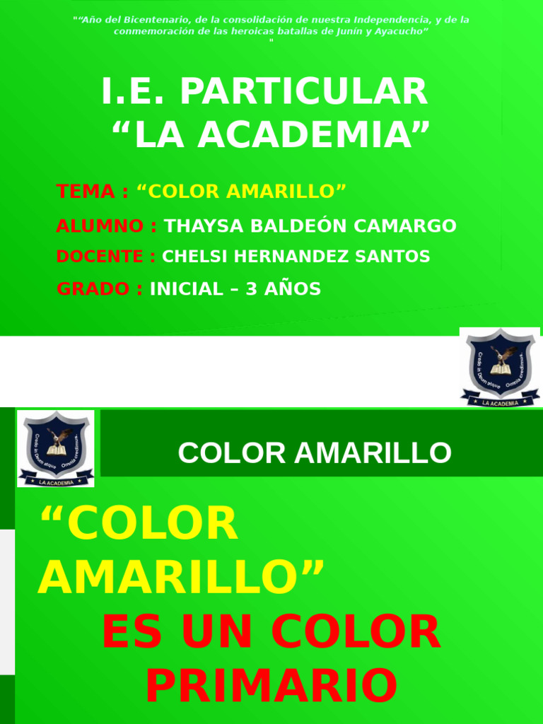 Aprendiendo el Color Amarillo en Inicial | PDF