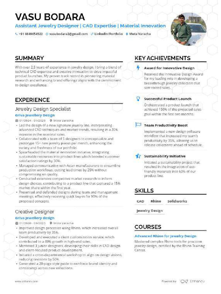 Cad Designer in Jewellery (VASU BODARA) | PDF