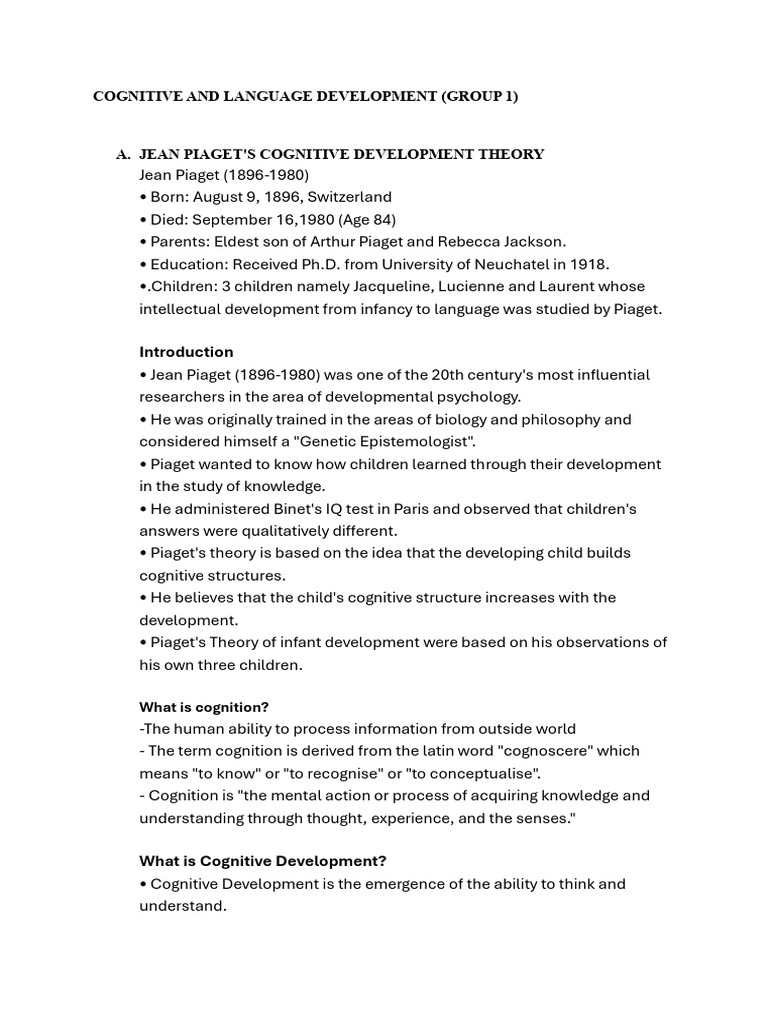 Cognitive and Language Group1 | PDF | Language Development | Cognitive ...