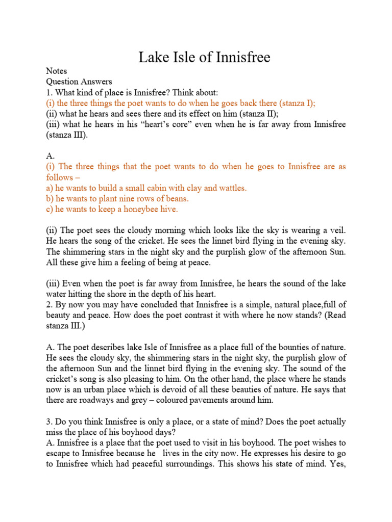 The Lake Isle of Innisfree | PDF