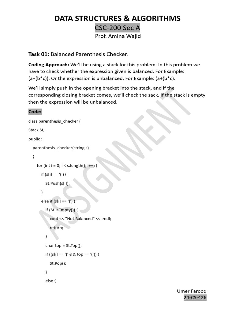 24 CS 426.+DSA+Assignment+01. | PDF | Computer Programming | Notation