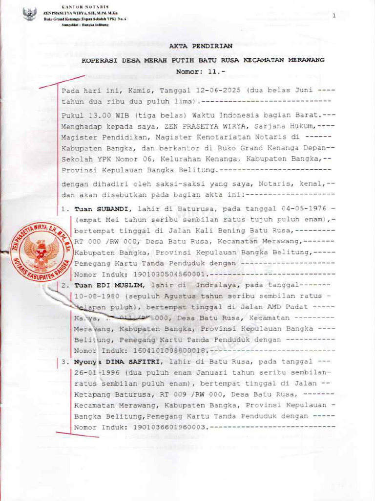 Akte Notaris Kopdes MP Baturusa - 113828 | PDF