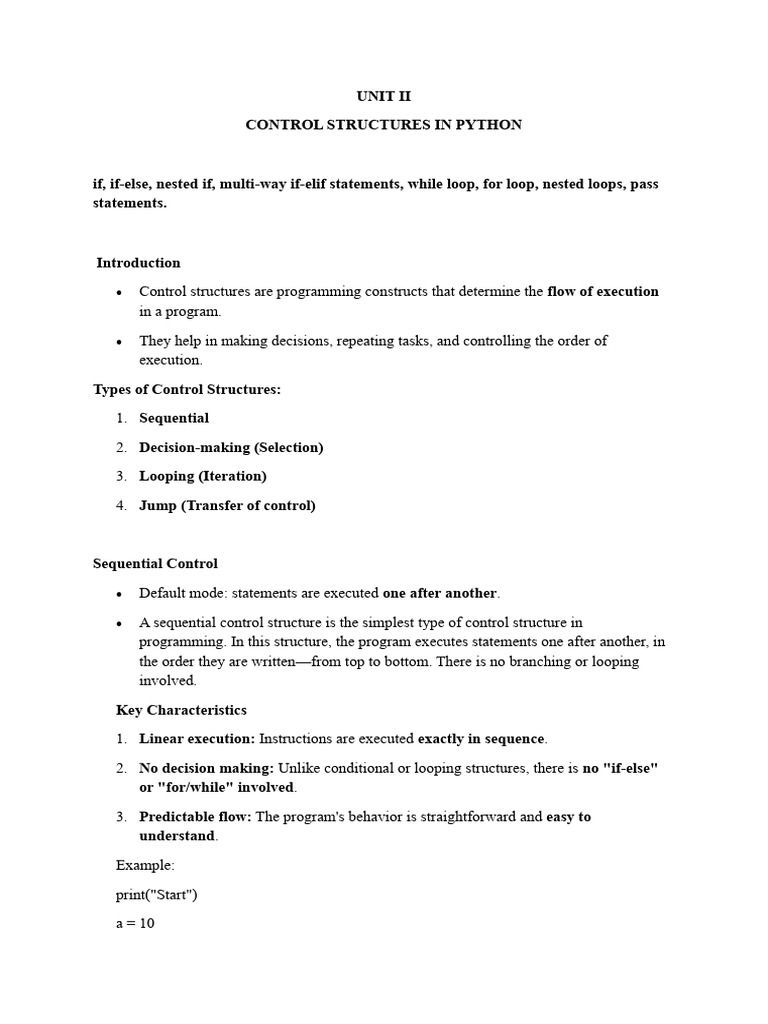 Unit 2 Control Structures | PDF | Control Flow | Computing