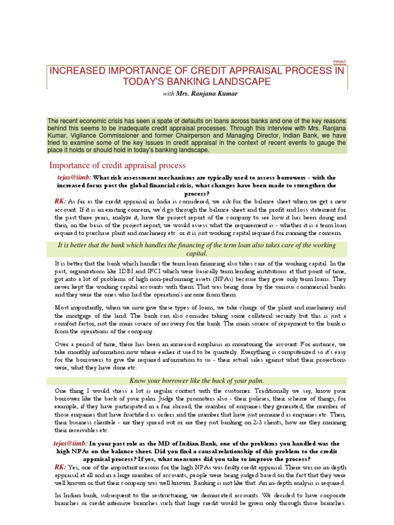 Credit Appraisal Process | PDF | Banks | Finance & Money Management