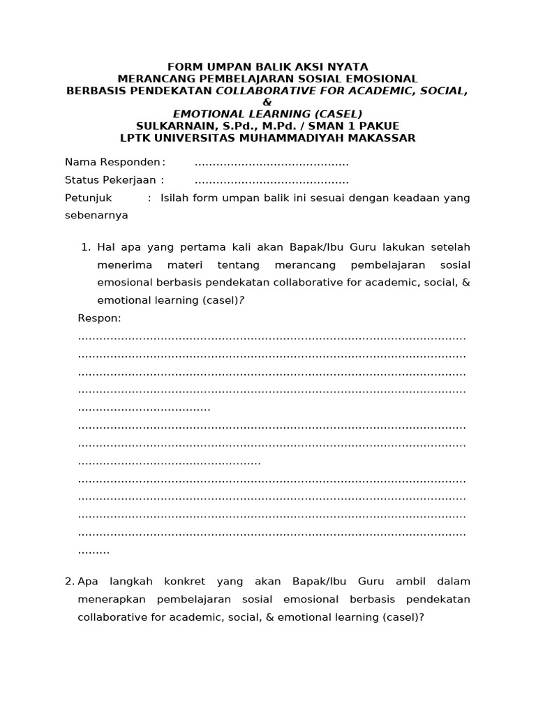 Form Umpan Balik Guru | PDF