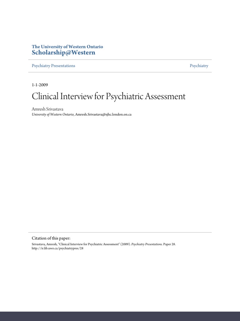 Clinical Interview For Psychiatric Assessment | Download Free PDF ...