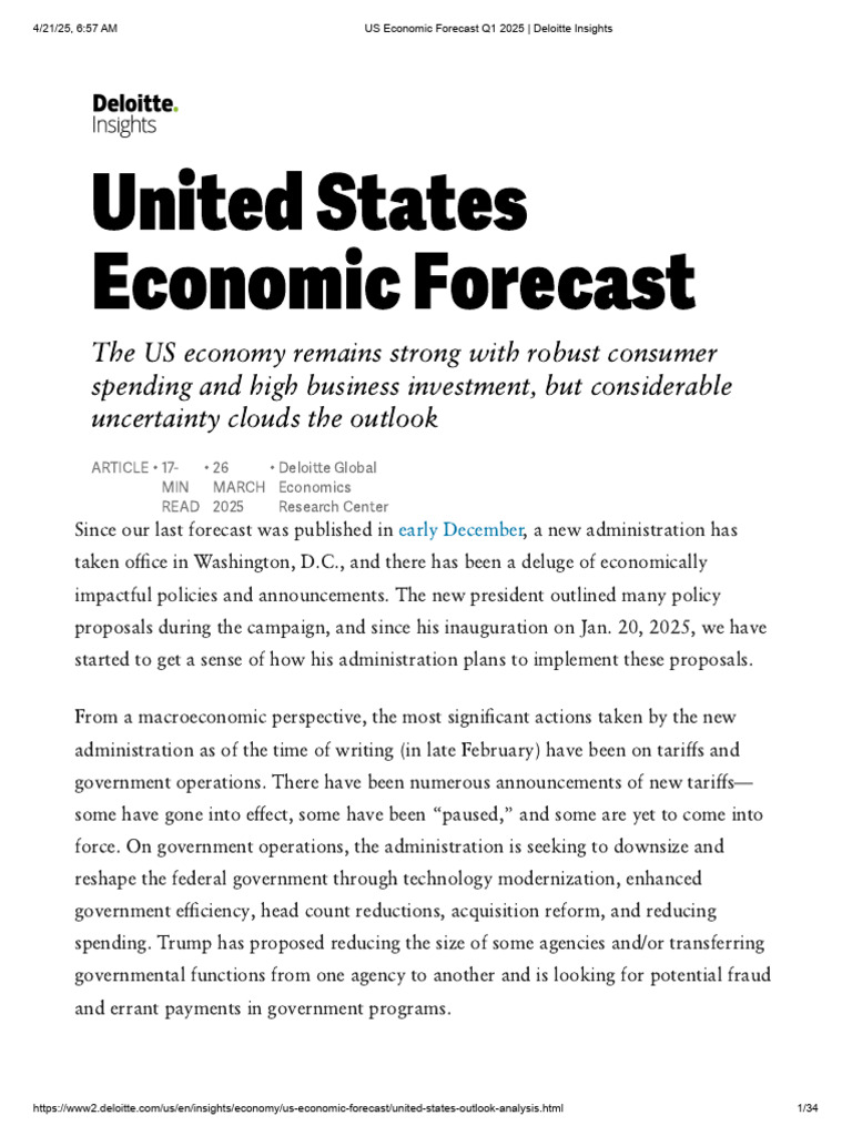 US Economic Forecast Q1 2025 Insights | PDF | Inflation | Consumer ...