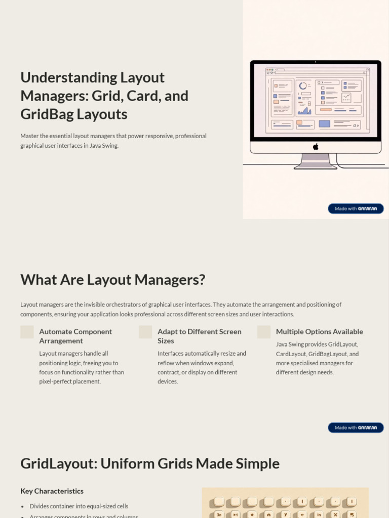 Understanding Layout Managers Grid Card and GridBag Layouts | PDF | Page Layout | Graphical User ...