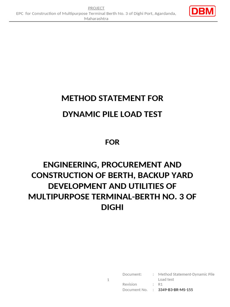 Dynamic Pile Load Test Method Statement | PDF | Crane (Machine) | Concrete