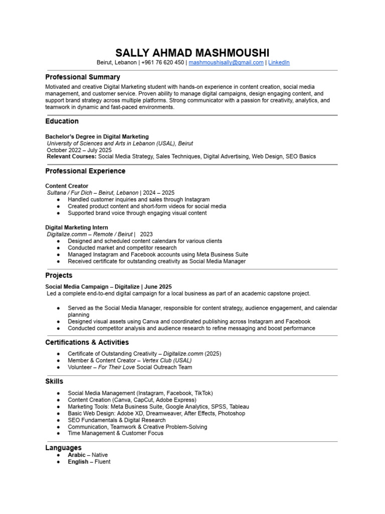 Digital Marketing Student Profile | PDF | Digital Marketing | Social Media