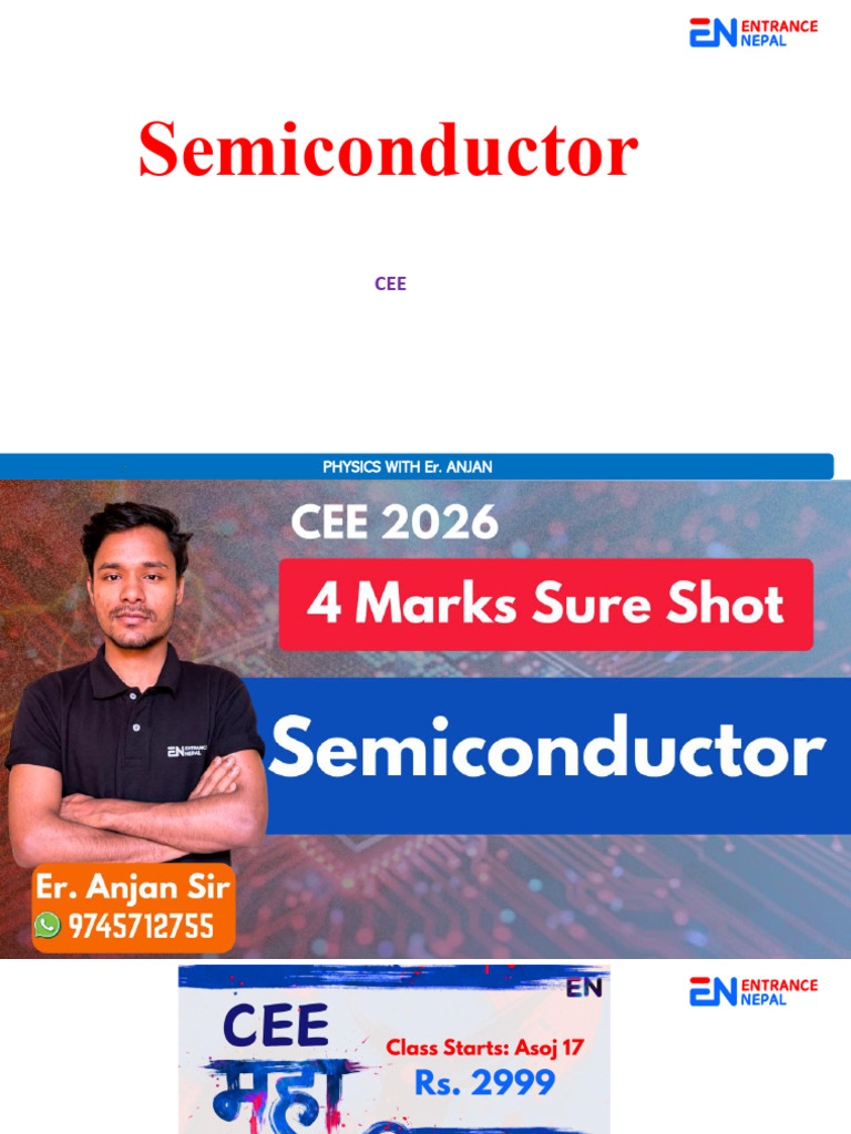 Semiconductor Lect. PPT by Er - Anjan | PDF | Bipolar Junction Transistor | P–N Junction