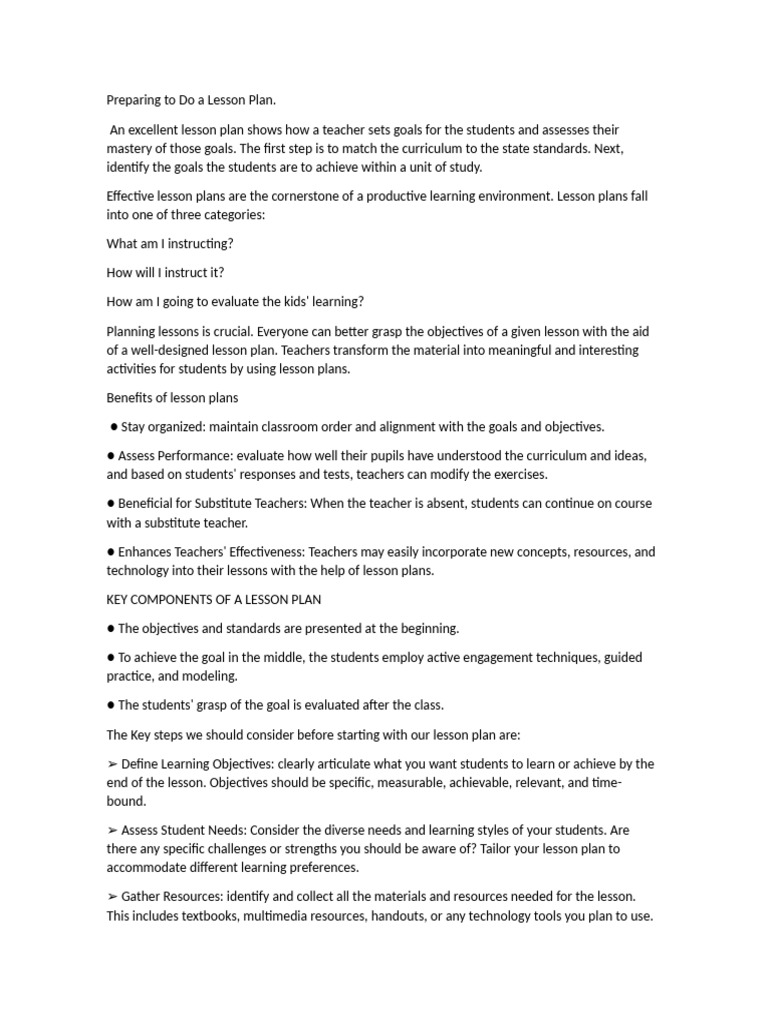 Essential Steps for Effective Lesson Planning | PDF | Lesson Plan ...