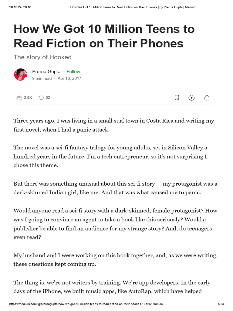 How We Got 10 Million Teens To Read Fiction On Their Phones - by Prerna ...