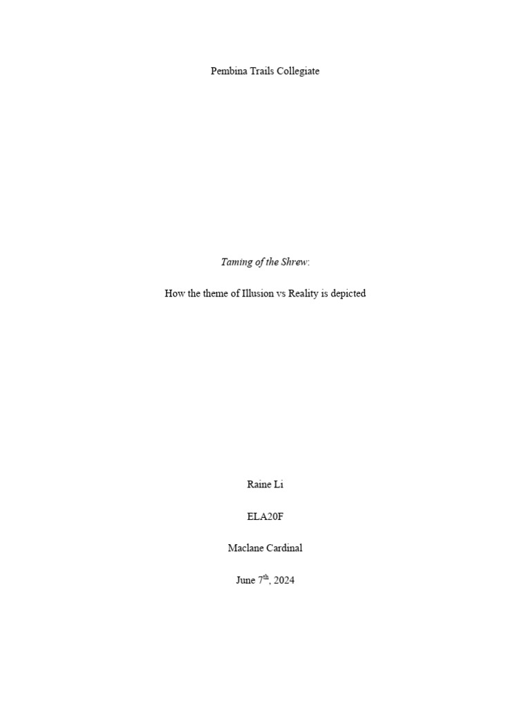 Taming of The Shrew Essay Raine | PDF | The Taming Of The Shrew ...