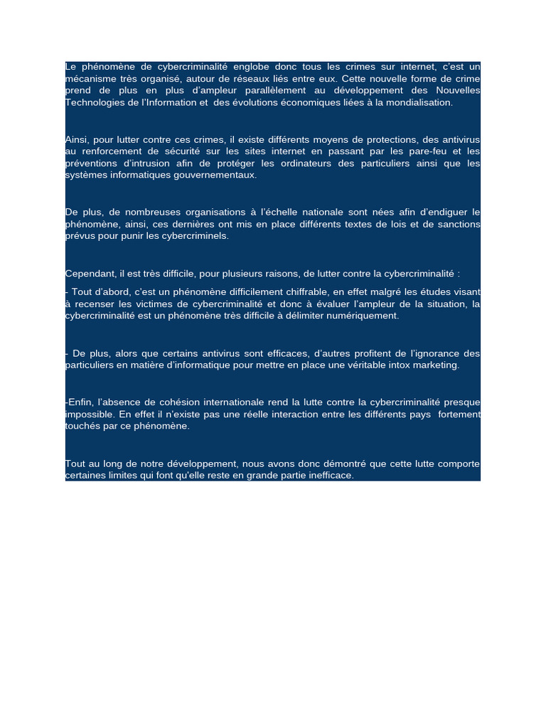 Lutte inefficace contre la cybercriminalité | PDF