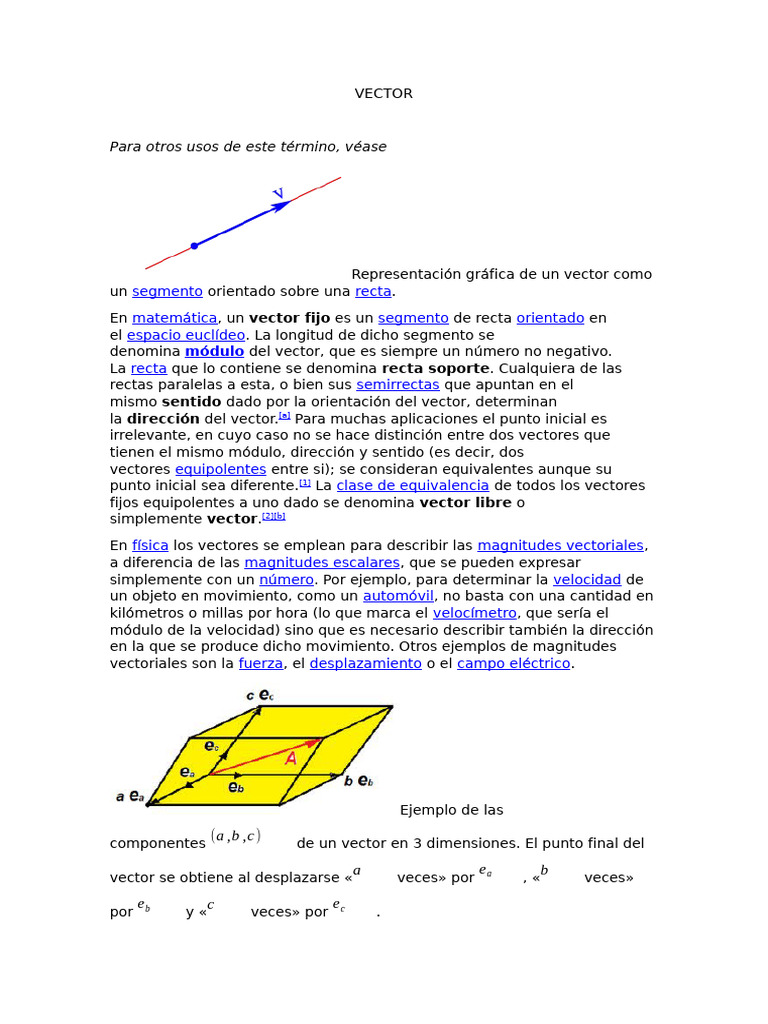 Conceptos Clave sobre Vectores en Matemáticas | PDF | Vector Euclidiano ...