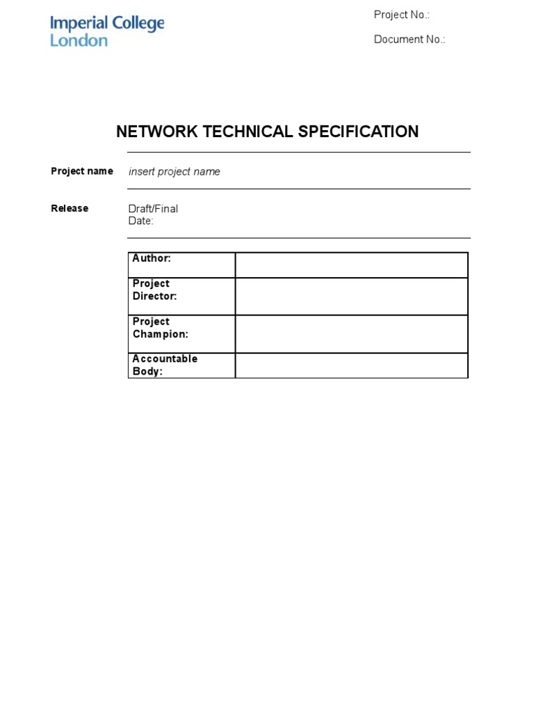 Network Technical Specification | PDF | Server (Computing) | Computer ...