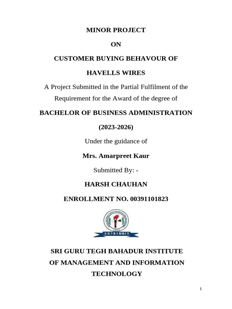 Harsh Minnor Project | PDF | Pricing | Brand