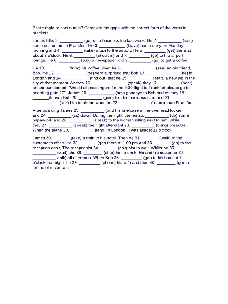 Past Simple or Continuous Exercise Text | PDF