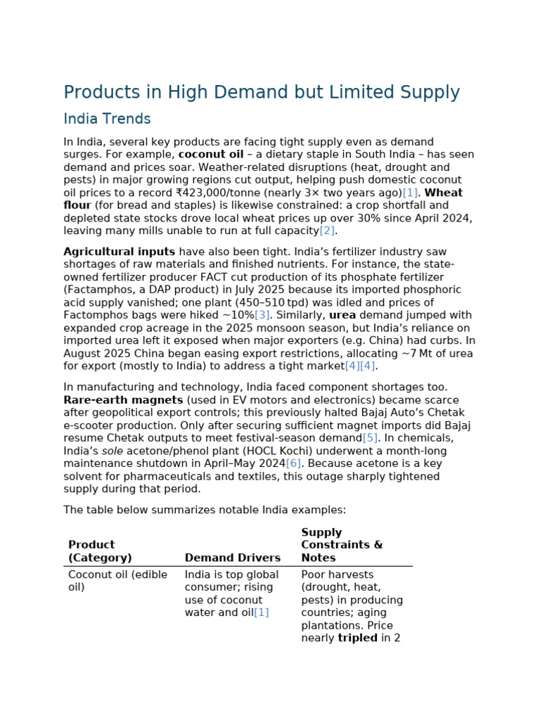 Products in High Demand But Limited Supply | PDF | Fertilizer | Cobalt