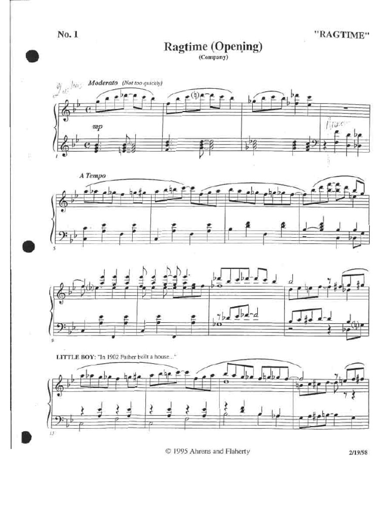 Ragtime Prologue Ensemble | PDF